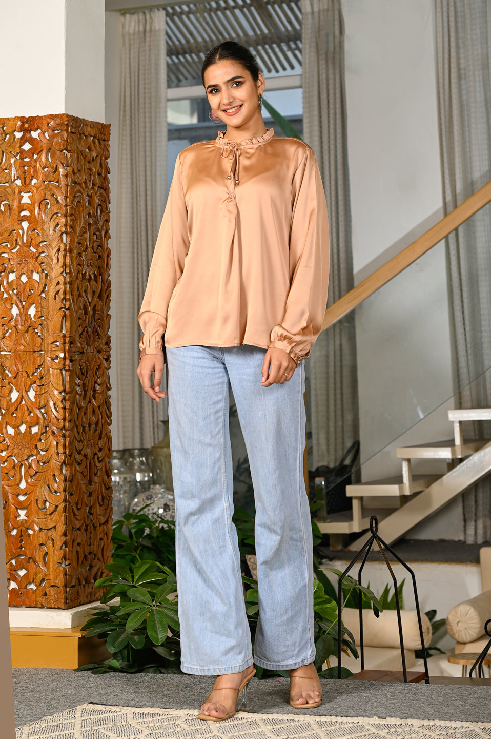 Chic Brown Solid Top for Women Online | The House of Ishwar